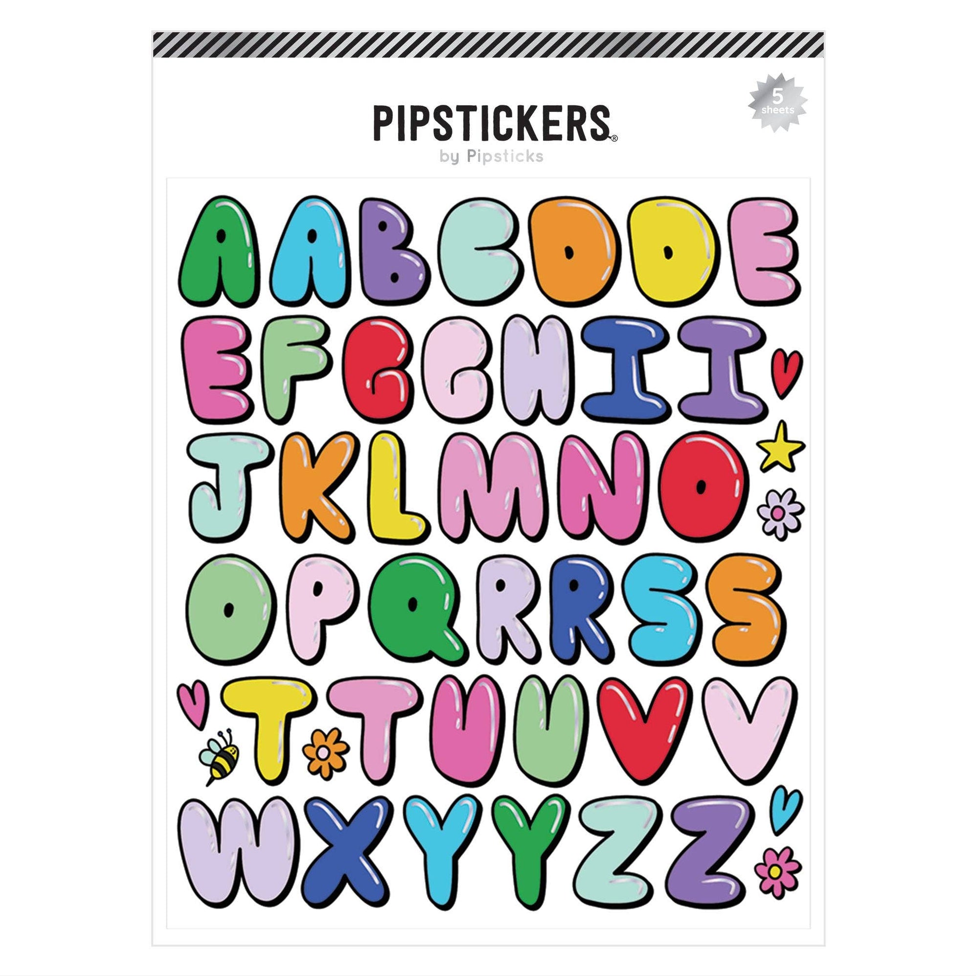 Bright & Bouncy Big Alphabet Stickers (5 Sheets) — WashiGang