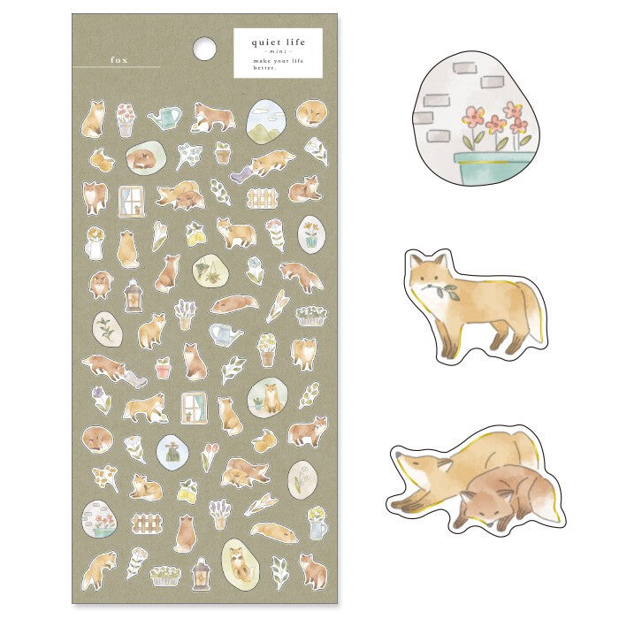 Mind Wave 'Quiet Life' Mini Stickers - Fox | WashiGang Australia