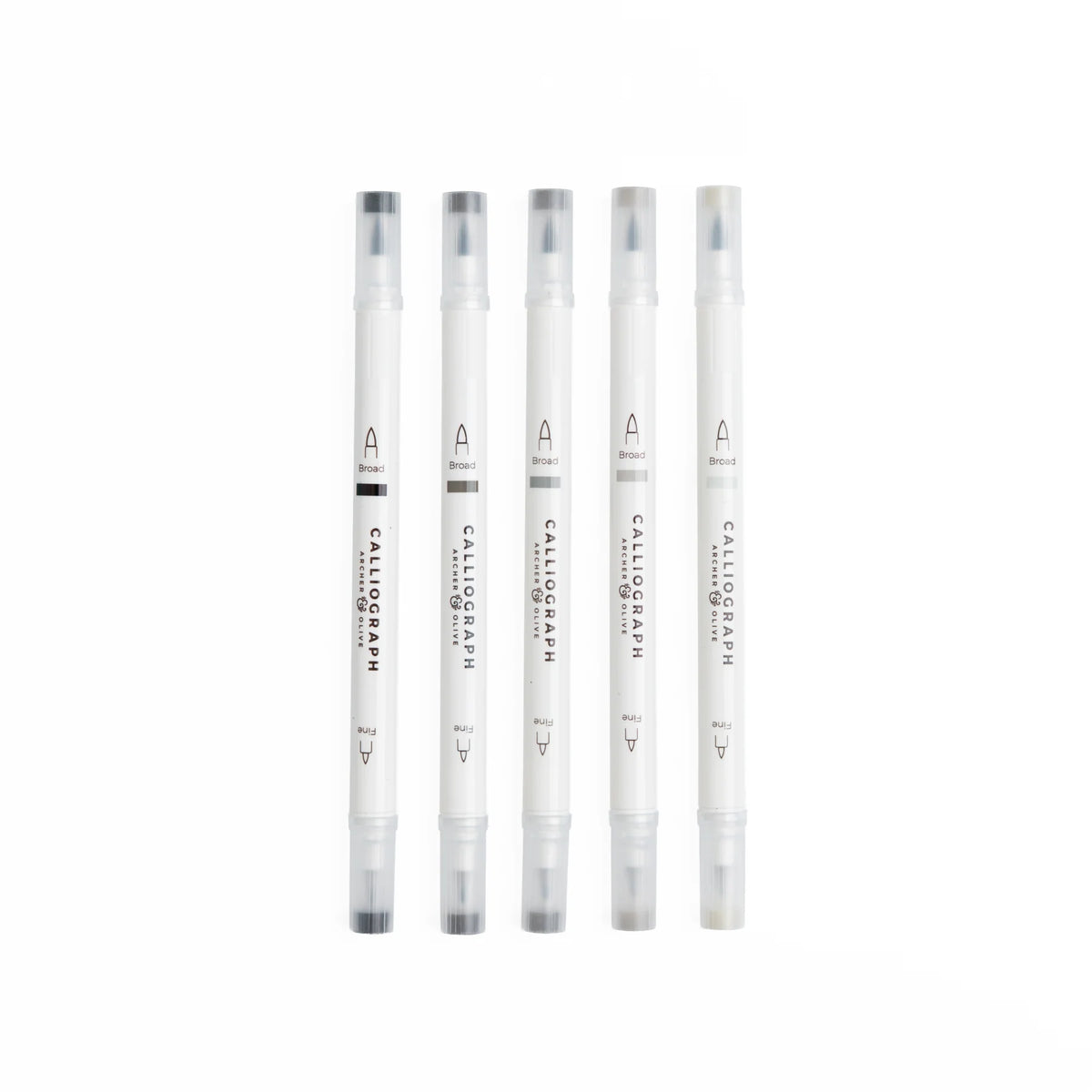 Grayscale Calliograph Dual-Tipped Brush Pens (Set of 5) — WashiGang