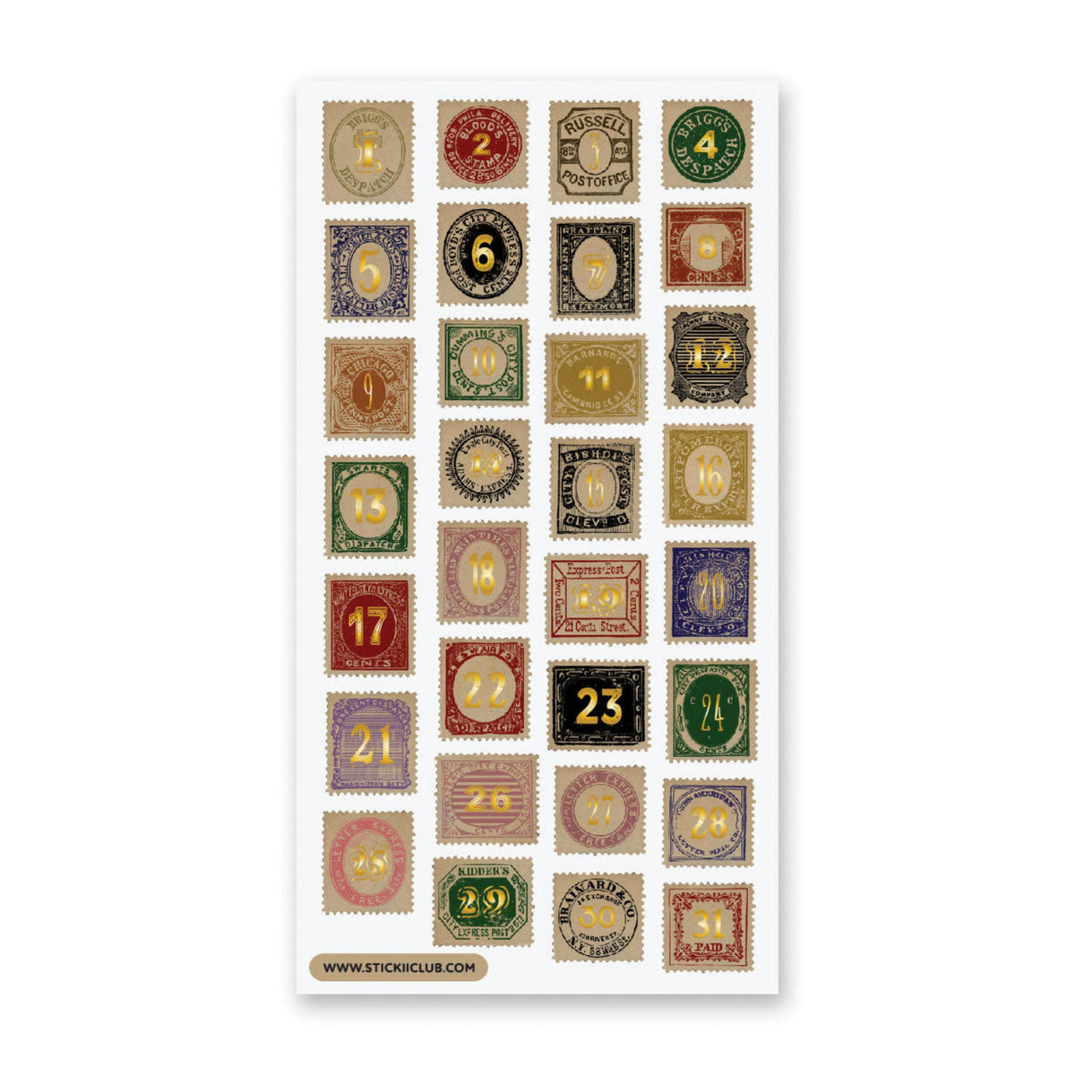 Gilded Stamp Numbers Sticker Sheet — WashiGang