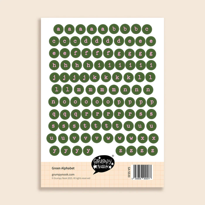 Green Alphabet Sticker Sheet — WashiGang